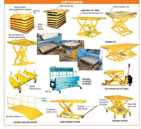 Hydraulic Lift Table 2000 lb Capacity, 36" Travel, Foot Operated